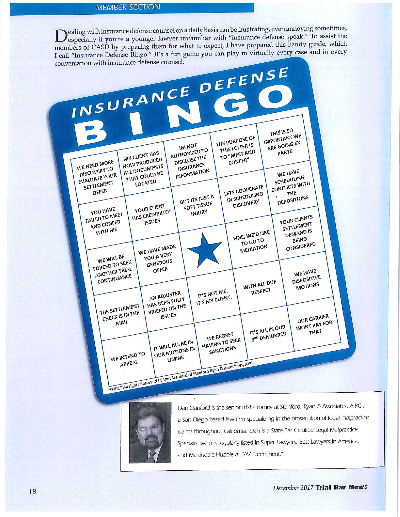 Trial Bar Magazine- BINGO – Stanford & Associates